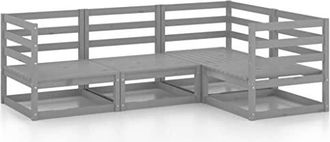 vidaXL Bois de Pin Massif Salon de Jardin 4 pcs Mobilier de Patio Mobilier de Jardin Ensemble de Meubles de Terrasse Meubles dExtérieur Gris