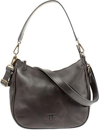 Leconi Cartable Sac en cuir pour dames Look Vintage Cuir v&eacute;ritable sac cabas Sac &agrave; main en Cuir pour femmes 30x27x11cm gris sombre LE0063-buf