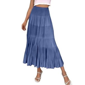 Generic Jupe &eacute;l&eacute;gante en mousseline de soie pour femme - Avec taille &eacute;lastique - Jupe longue d&eacute;contract&eacute;e - Jupe de mariage - Jupe crayon &eacute;l&eacute;gante, bleu, XXL