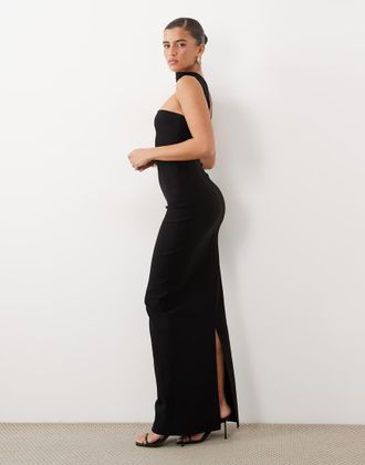Vesper robe longue bandeau en bengaline avec d&eacute;tail de boutons au dos en noir