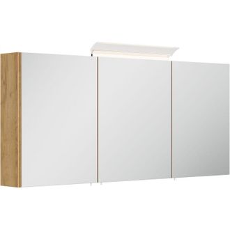 Magnolia Home Spiegelschrank 140cm inkl. Design LED-Lampe und Glasb&ouml;den eiche gold