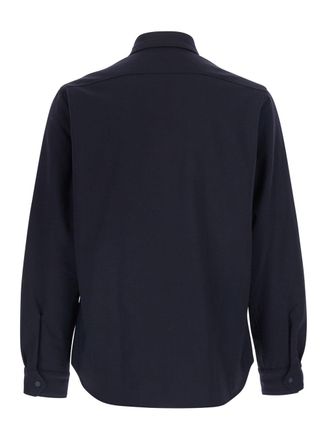 Aspesi Mens Shirt Blue Wool Blend Polyester