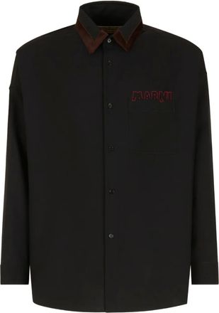 Marni chemise à col en velours - Noir