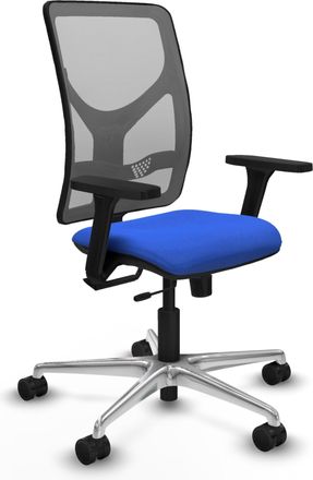 Piqueras y Crespo B&uuml;rostuhl aus Stoff, h&ouml;henverstellbar, mit Rollen und 3D-Armlehnen, h&ouml;henverstellbare Lendenwirbelst&uuml;tze, ausgestattet mit Syncro/Translack. Grau/Blau