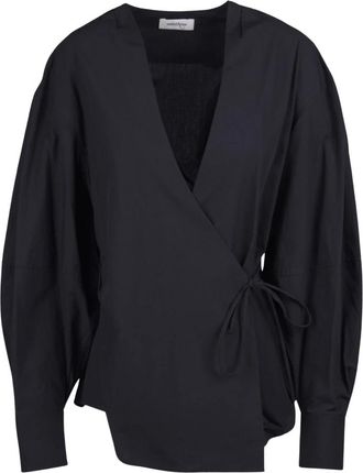 ottod'Ame Femme, Blouses et Chemises, Noir, Taille: 42 FR Chemise en coton portefeuille