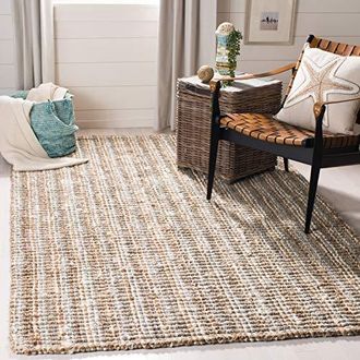 Safavieh Naturfaser Teppich für Wohnzimmer, Esszimmer, Schlafzimmer - Natural Fiber Collection, Kurzer Flor, Grau und natürlich, 244 X 305 cm