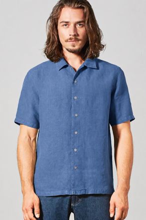 Hempage Hempage Herren vegan Kurzarmhemd Casual Blaubeere