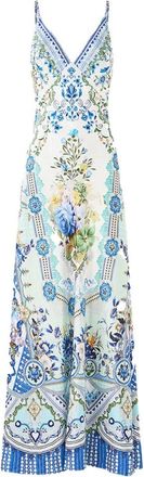 Camilla Femme, Robes, Multicolore, Taille: 40 FR Robe Nuisette Longue &Eacute;vas&eacute;e &agrave; Col V