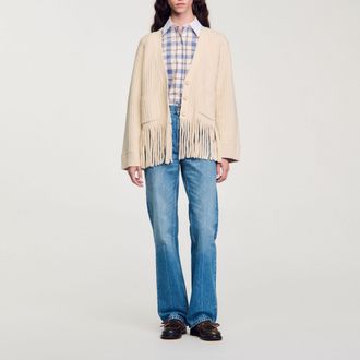 Sandro Cardigan en maille &agrave; franges