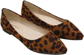 Beaupretty Chaussures Plates pour Femmes à Bout Effilé Style Léopard Marron Chaussures De Loisirs Confortables Et Modernes pour Toutes Occasions
