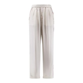 Tom Ford Seiden-Twill Pyjamahose mit Paspelierung - - Trousers - Damen - Beige - S