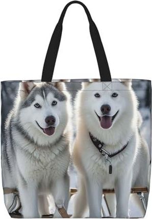 Generic Chiens Husky Sac A Main Femme L&eacute;ger Sacs Grand Sac Cabas Pour Plage Travail Shopping
