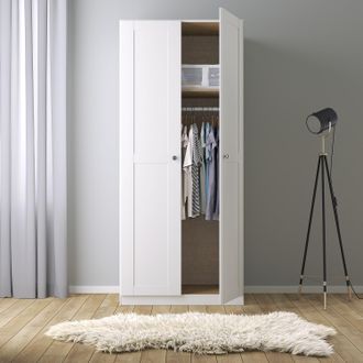 KIYDOO home24 Drehtürenschrank Landhaus I 91 x 210cm Weiß