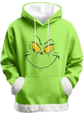 Generic Le Grinch Sweat Femme A Capuche Chaud Pull Plaid Pilou 2025 Noel Vetement Pulls Sweatshirts Femmes Sweet Noël Costume Deguisement Oversize Polaire Moc