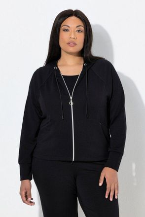 Ulla Popken Sweatjacke Sweatjacke Kapuze Zipptaschen Raglan-Langarm