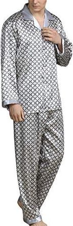 AlltheMen Homme Ensemble de Pyjama Long, Vêtement de Nuit Confortable à Motif Imprimé, 2Pcs Sleepwear Haut et Bas Type 16 XL
