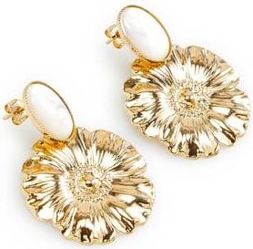 Au Printemps Paris Blumenohrringe - golden