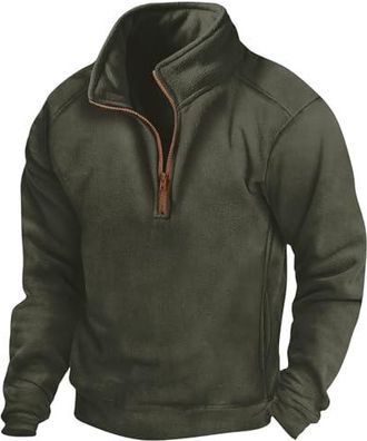 Generic Sweat-shirt en polaire &agrave; fermeture &eacute;clair compl&egrave;te pour homme - Hauts &agrave; fermeture &eacute;clair pour homme sans capuche, l&eacute;gers, &agrave; fermeture &eacute;clair compl&egrave;te,