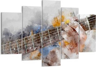 Arttor Mehrteilige Bilder auf Leinwand 150x100cm Leinwandbild Gitarre Musik Groß XXL Wanddeko Bild Schlafzimmer Set 5 teilige Wandbilder Dekoration Wohnzimme