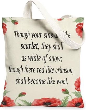 Generic Sacs fourre-tout en toile &agrave; motif floral vintage, sacs d&eacute;picerie r&eacute;utilisables, l&eacute;gers et lavables avec bandouli&egrave;re en toile pour voyage, Rouge, 13x15