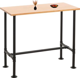 Mendler Bartisch HWC-N21, Thekentisch Bistrotisch, Fußablage Industrial Metall Massiv-Holz Kiefer 108x120x61cm - Natur