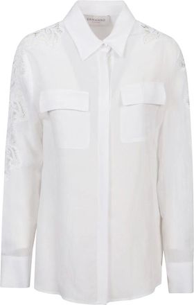 Ermanno Scervino Femme, Blouses et Chemises, Blanc, Taille: 42 FR Chemise Orn&eacute;e de Dentelle