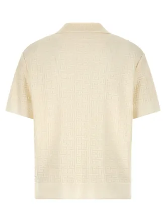 Balmain Monogram Jacquard Polo Shirt - cream