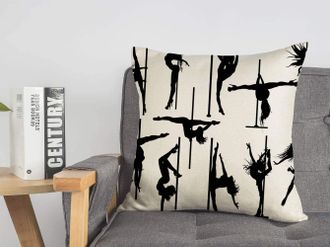 Generic Kissenbezüge Sexy Pole Dancer Silhouetten Von Menschen Stripper Sport Strip Mädchen Fitness Turnerin Zierkissenbezüge Weiche Sofa Dekoratives Kissenbe