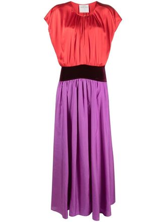 Forte_Forte Maxikleid in Colour-Block-Optik - Violett