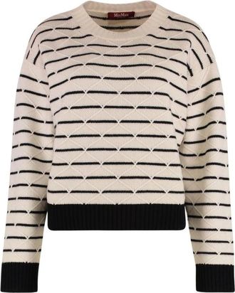 Max Mara Femme, Pulls, Beige, Taille: 44 FR Pull en maille g&eacute;om&eacute;trique