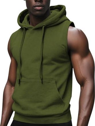 Generic D&eacute;bardeur &agrave; capuche pour homme - Sans manches - Fitness - Bodybuilding - Sport - Pull &agrave; capuche avec poches - Gym - Grandes tailles - T-shirt dentra&icirc;n