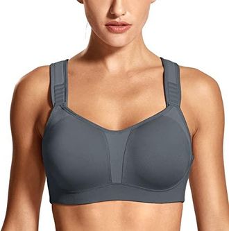 Delimira Femme Brassière Soutien-Gorge de Sport Grande Taille Emboîtant avec Armature Gris Pierre 100F