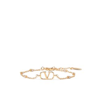 Valentino Garavani Femme, Accessoires, Jaune, Taille: ONE Size Bracelet Bijoux Dor&eacute; avec Fermeture Vlogo
