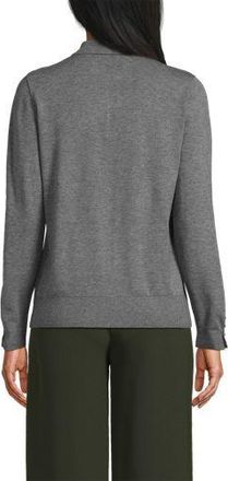Lands End Polopullover mit goldfarbenen Knöpfen, Damen, Größe:44-46 regular, Grau, Polyester/Viskose/Polyester-Mischung, by Lands End