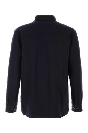 Jil Sander Mens Midnight Blue Wool Shirt 402 Exterior: Giubbini Jacket