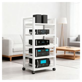 Generic HiFi-Rack, AV-Medienst&auml;nder Mit Rollen, 5-stufiger Audio-Video-Regal Verst&auml;rker Rack, Holz-Stereoschrank, Verstellbare Regale, CD-Player-St&auml;nder F&uuml;r H