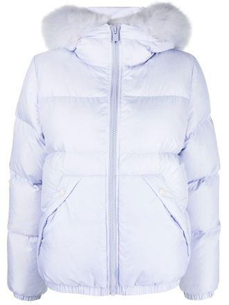 Yves Salomon doudoune à capuche bordée de fourrure - Violet