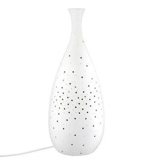 Gilde Tischleuchte Galaxy - Porzellan - matt - wei&szlig; - H&ouml;he 42cm x &Oslash; 16cm - Prickellampe