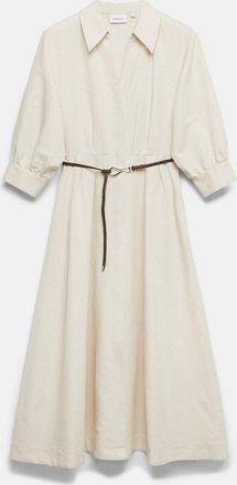 Comma Midikleid Kleid Hemdblusenkleid aus Leinenmix mit G&uuml;rtel