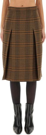 Saint Laurent Wool Midi Skirt - Beige