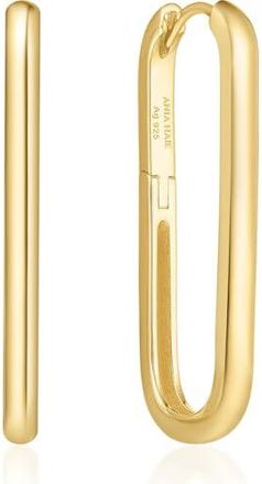 Ania Haie Boucles doreilles cr&eacute;oles Vogue Maven Tube Oversized U Hoop en argent sterling 925 plaqu&eacute; or 14 carats, dimensions : 34 x 2,5 mm, emballage cadeau inc