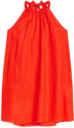 Arket Leinenkleid Mit Schleife -Orange
