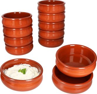 MamboCat 12er Set Berlin Cazuela Schale bauchig Tonware I &Oslash; 18,5 cm I Gr&ouml;&szlig;e L I mediterrane Tapas-Sch&uuml;ssel I Jedes Teil EIN Unikat I f&uuml;r Mittelalter & Wikinger