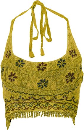 Guru Shop Goa Top, Psytrance Bandeau Top - Lemongr&uuml;n, Damen, Synthetisch