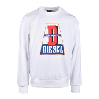 Diesel Homme, Sweatshirts et sweats &agrave; capuche, Blanc, Taille: XL Haut Tricot&eacute; en M&eacute;lange Coton