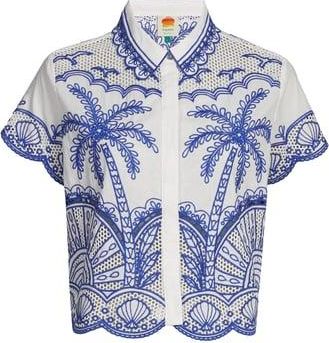 Farm Rio Chemise Palm Trees avec broderie