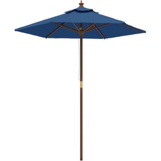 vidaXL Parasol de jardin avec m&acirc;t en bois bleu azur&eacute; 196x231 cm vidaXL
