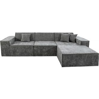 Habitat et Jardin Modulares Einzelsofa mit Ottomane Lusso aus strukturierten Stoff - 4-Sitzer - Grau