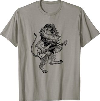 Seembo L&ouml;we spielt Gitarre Lustiger Tiergitarrist Rockmusiker T-Shirt