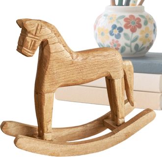 Generic Pferdestatue | Hölzerne Schaukelstuhl - Handgeschnitzt Holzkunst Für Bücherregal Nachttisch Kinderzimmer